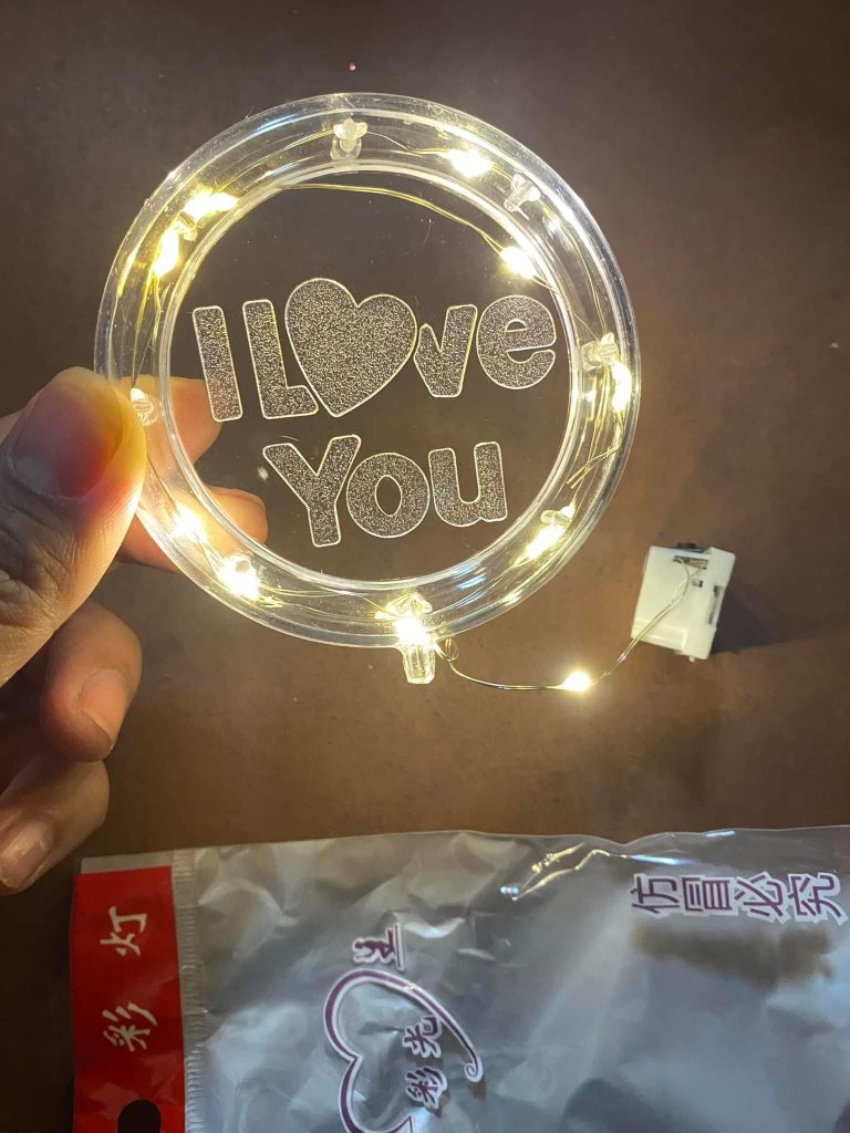 Đèn led dùng pin hình tròn chữ "I love you" trang trí hoa và quà tặng ...